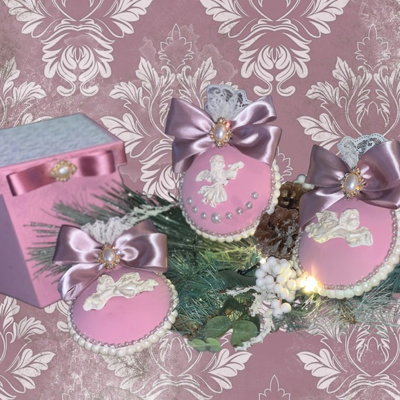 Holiday | Shabby Chic Christmas Tree Ornament Set 3 Xmas Tree ...